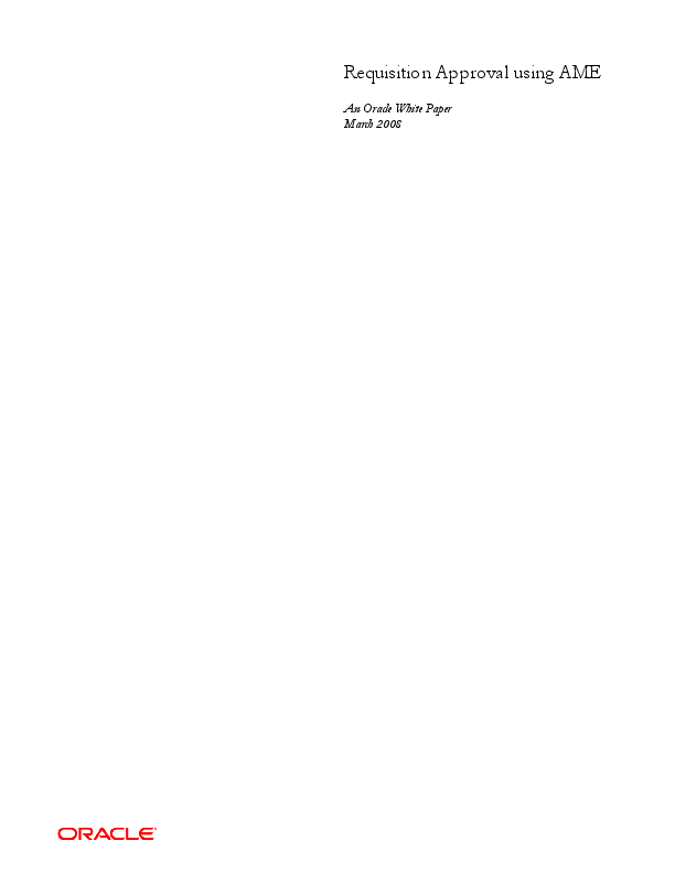 (PDF) Requisition Approval using AME An Oracle White Paper