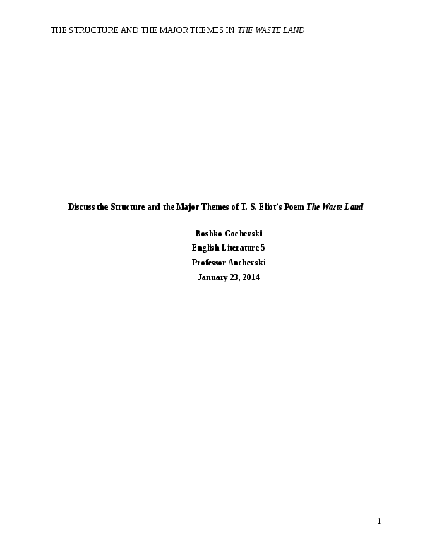 (PDF) The Structure And The Major Themes of The Waste Land - T. S. Eliot