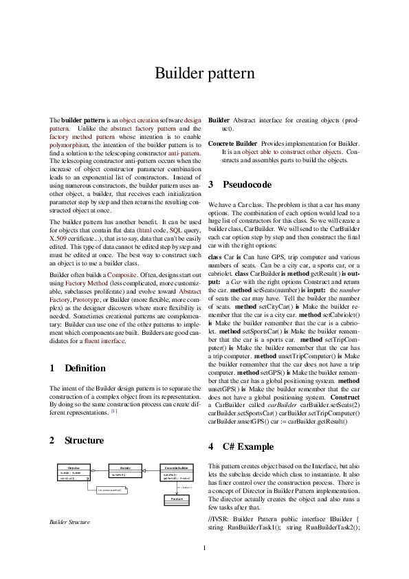 (PDF) Builder Pattern for Flexible Object Creation