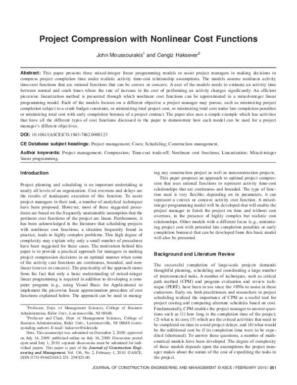 (PDF) Project Compression with Nonlinear Cost Functions