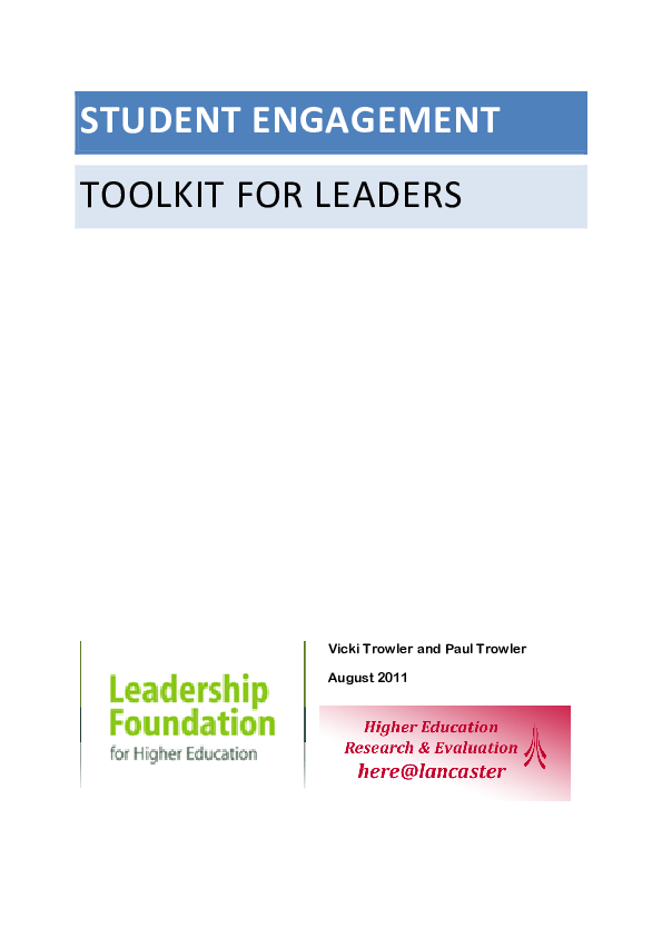(PDF) Student Engagement Resource Kit for Leaders - LFHE