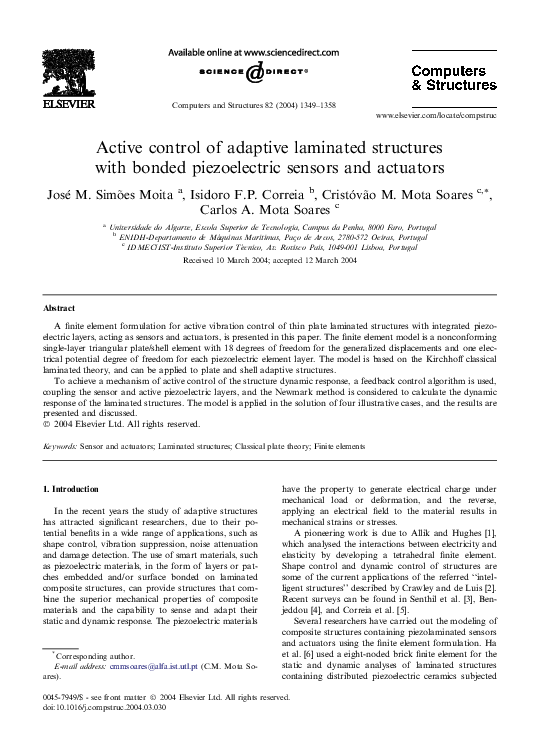 (PDF) Active control of adaptive laminated structures with bonded piezoelectric sensors and ...