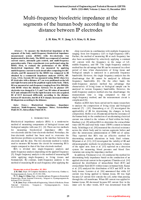 (PDF) Multi-frequency bioelectric impedance at the segments of the ...