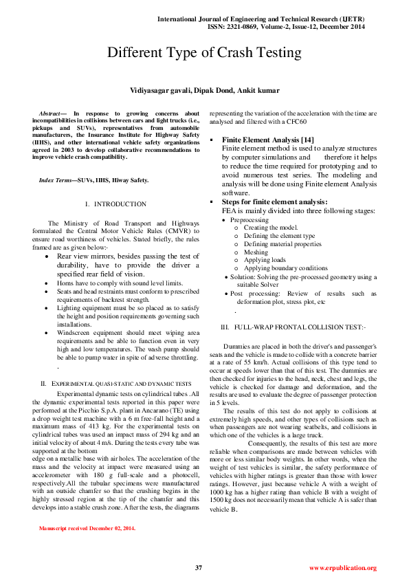 (PDF) Different Type of Crash Testing