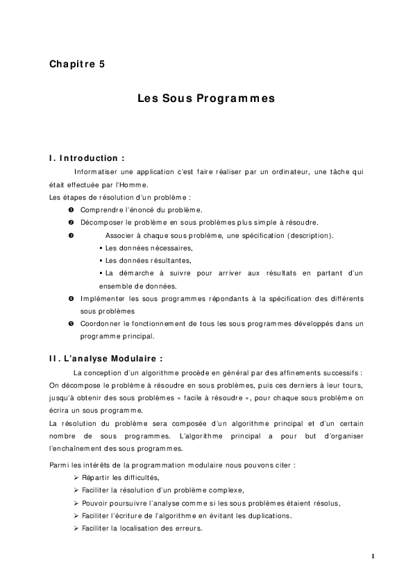 (PDF) Les Sous Programmes