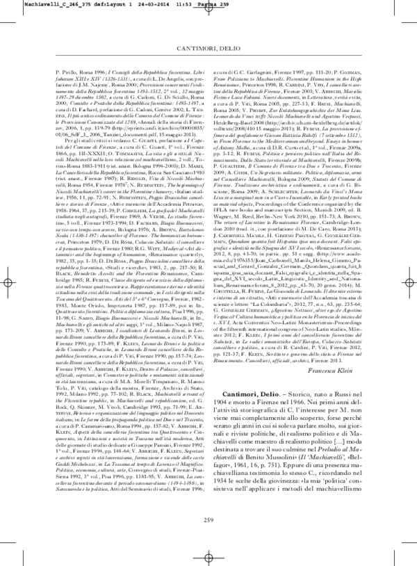 (PDF) Cantimori, Delio, in Enciclopedia Machiavelliana, Rome, Treccani ...