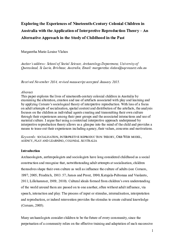 Exploring the Experiences of Nineteenth-Century Colonial Children in ...