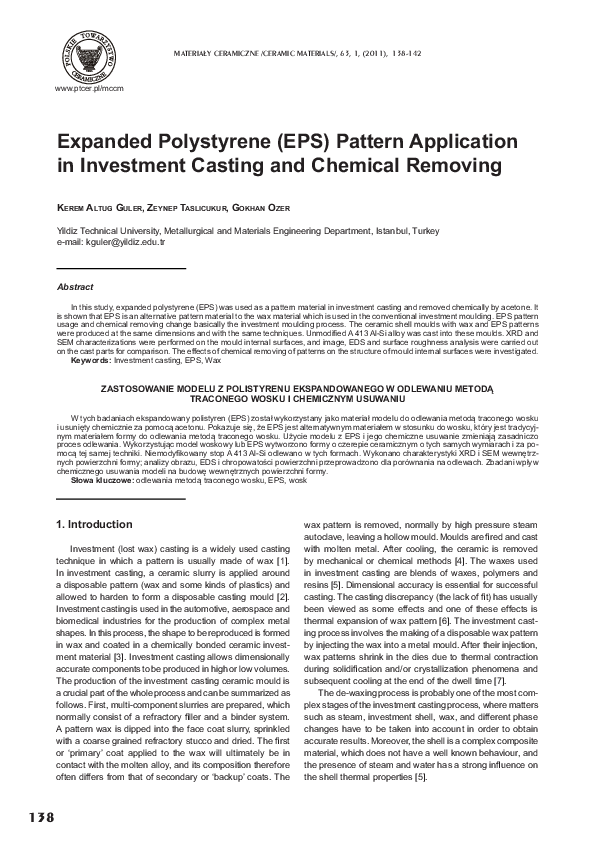 (PDF) Expanded Polystyrene (EPS) Pattern Application in Investment ...