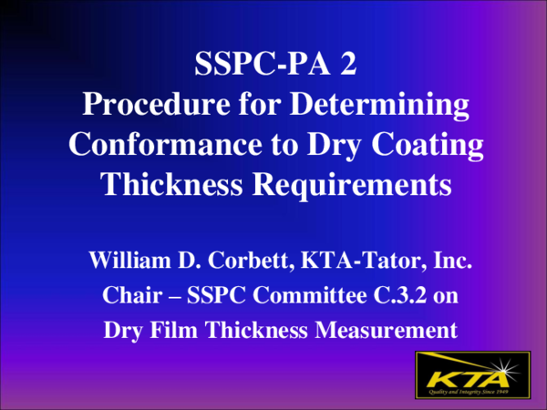 (PDF) SSPC-PA 2 Procedure for Determining Conformance to Dry Coating Thickness Requirements