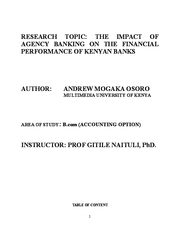 CASE STUDY OF EQUITY BANK IN KENYA