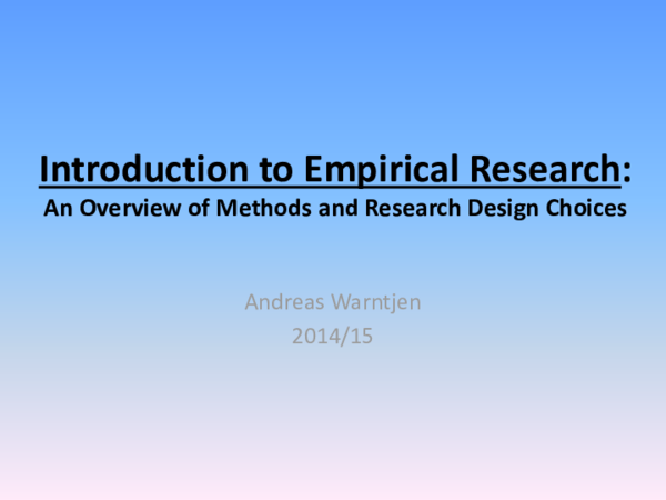 (PDF) Lecture: Introduction to Social Science Research Methods, 2014-15
