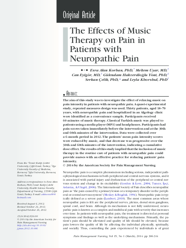 (PDF) From the The Effects of Music Therapy on Pain in Patients with ...