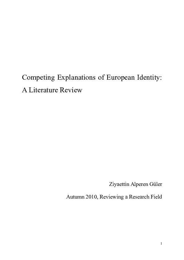 (DOC) Competing Explanations of European Identity: A Literature Review