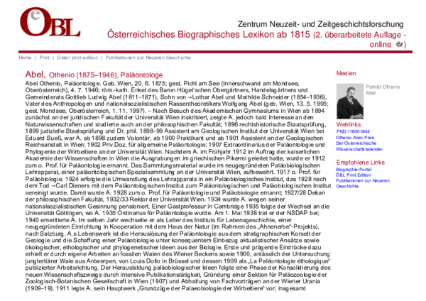 (PDF) Abel, Othenio (1875 - 1946), Paläontologe