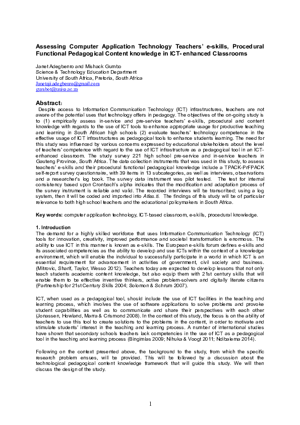 (DOC) Assessing Computer Application Technology Teachers’ e-skills ...