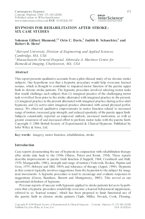 (PDF) Diamond2006 - Hypnosis stroke case studies