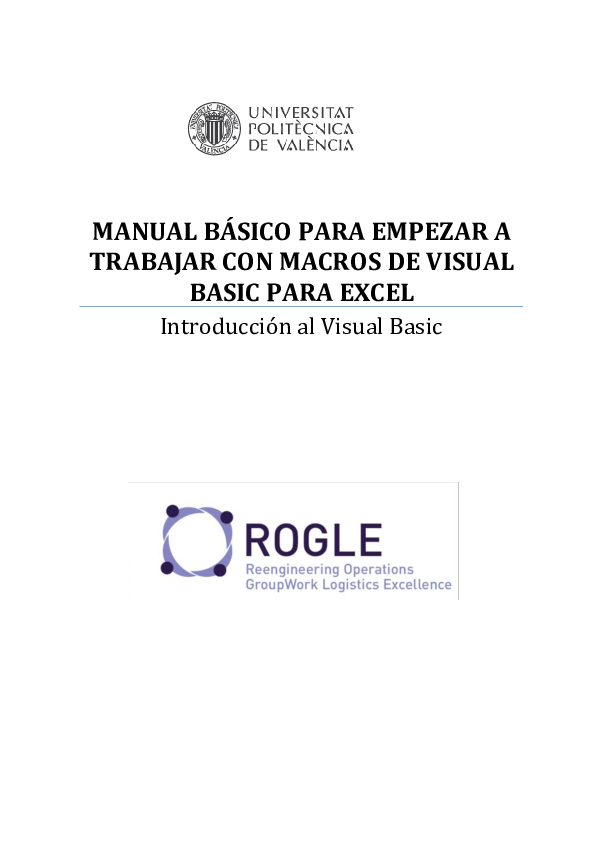 (PDF) MANUAL BÁSICO PARA EMPEZAR A TRABAJAR CON MACROS DE VISUAL BASIC PARA EXCEL