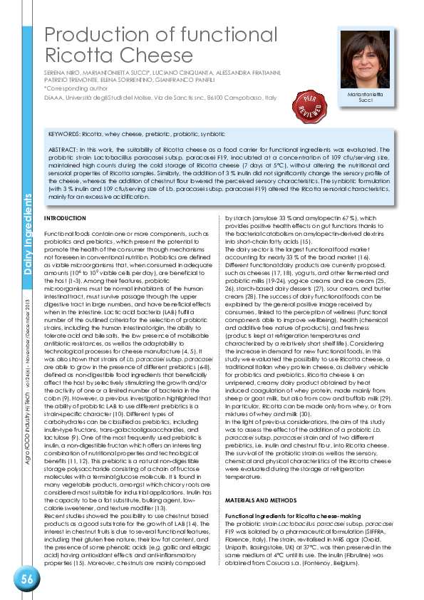(PDF) Production of functional Ricotta Cheese