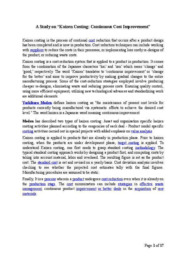 (DOC) A Study on “Kaizen Costing: Continuous Cost Improvement ...