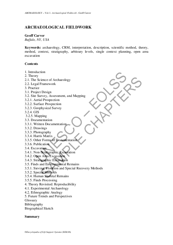 (PDF) Archaeological Fieldwork
