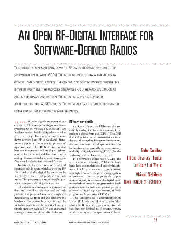 (PDF) An Open RF-Digital interface for software-defined radios