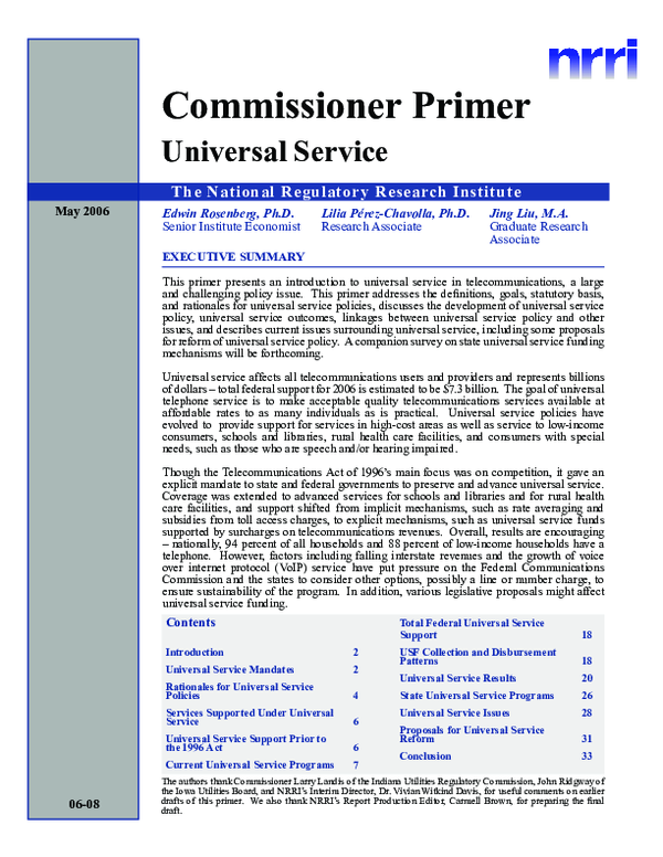 (PDF) Universal Service