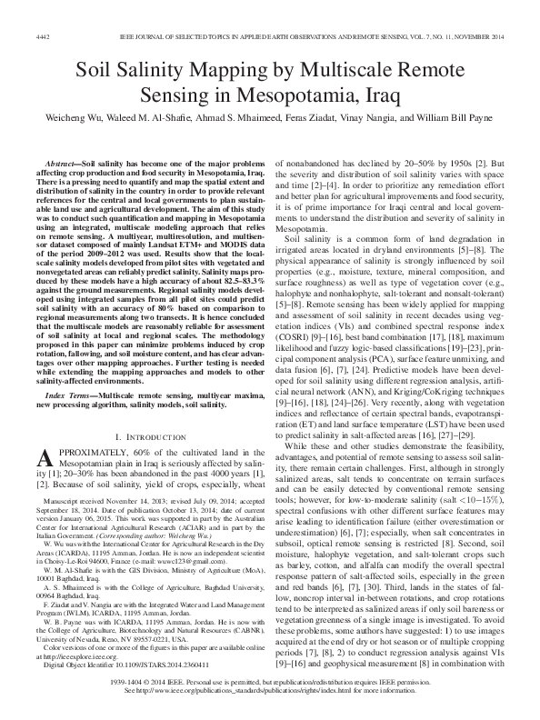 (PDF) Soil Salinity Mapping by Multiscale Remote Sensing in Mesopotamia, Iraq