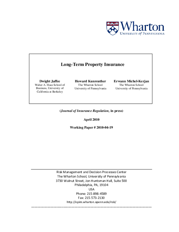 (PDF) Long-Term Property Insurance 1