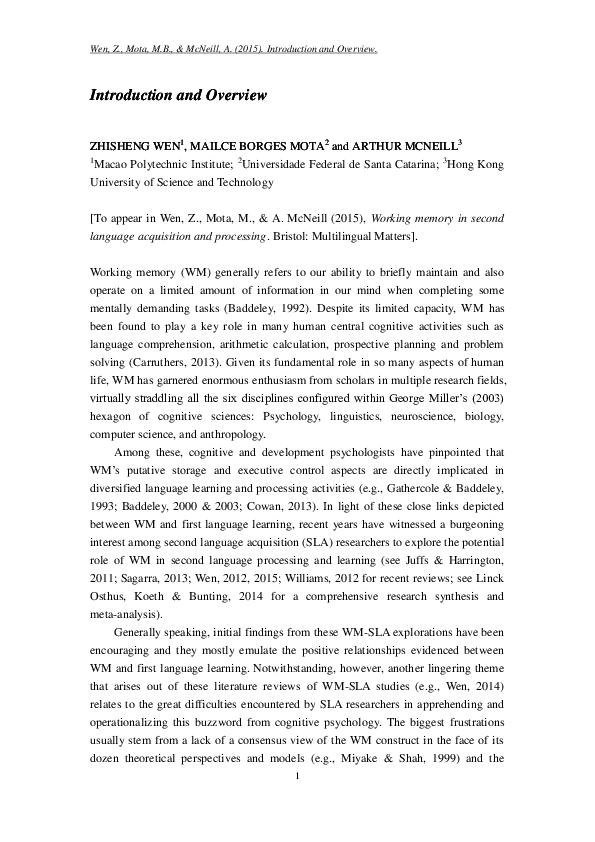 (PDF) Wen, Zhisheng, Mailce Mota & Arthur McNeill. (2015). Introduction and overview. In Wen, Z ...