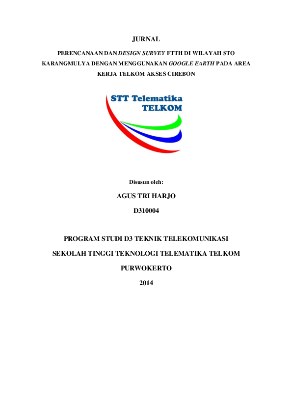 (PDF) PERENCANAAN DAN DESIGN SURVEY FTTH DI WILAYAH STO KARANGMULYA ...