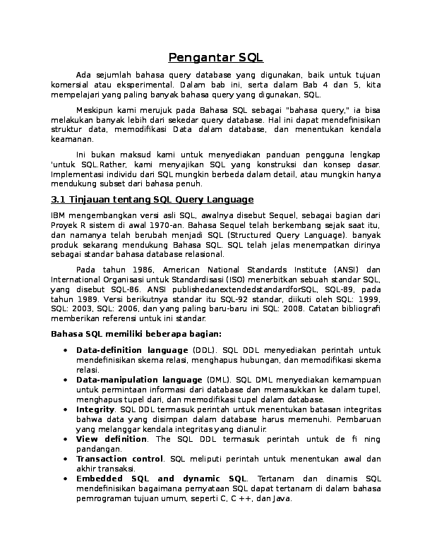 (DOC) Pengantar SQL