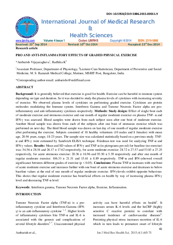(PDF) Pro and anti-inflammatory effects of graded physical exercise