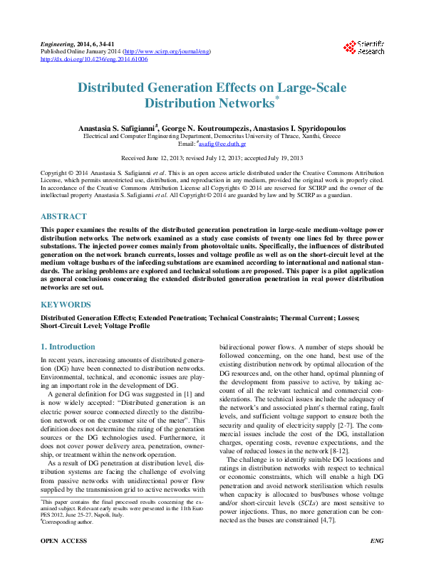 Pdf Distributed Generation Effects On Large Scale Distribution Networks