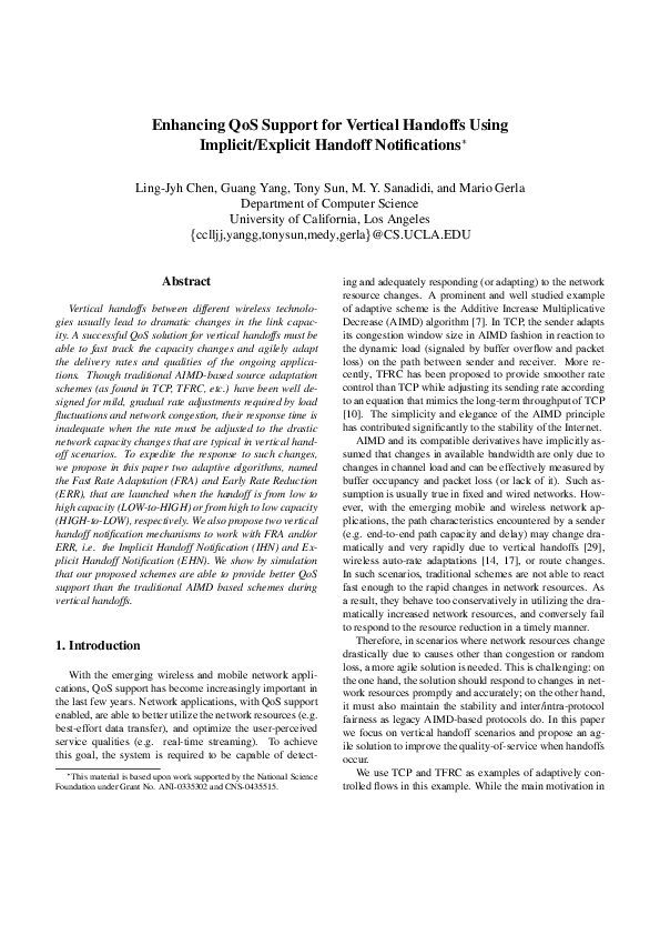 Pdf Enhancing Qos Support For Vertical Handoffs Using Implicitexplicit Handoff Notifications