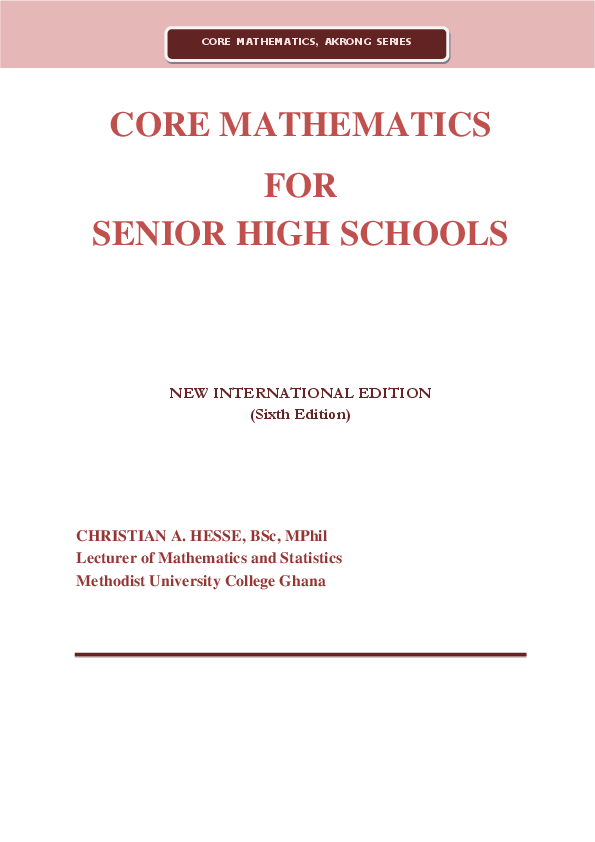 (PDF) CORE MATHEMATICS FOR SENIOR HIGH SCHOOLS