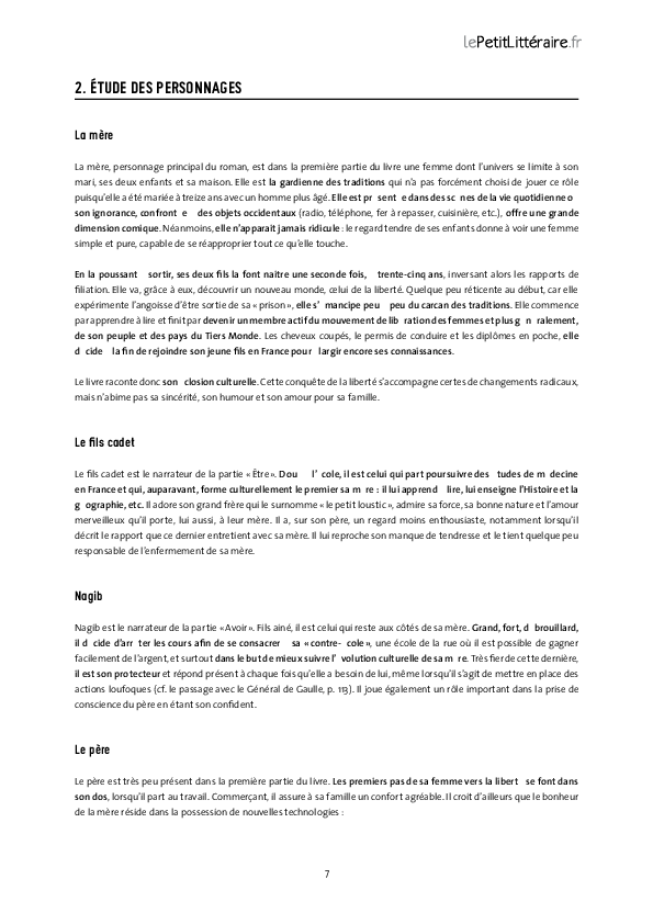 (PDF) 2. ÉTUDE DES PERSONNAGES