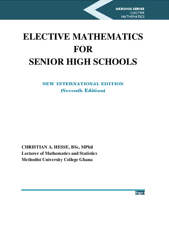(PDF) ELECTIVE MATHEMATICS FOR SENIOR HIGH SCHOOLS