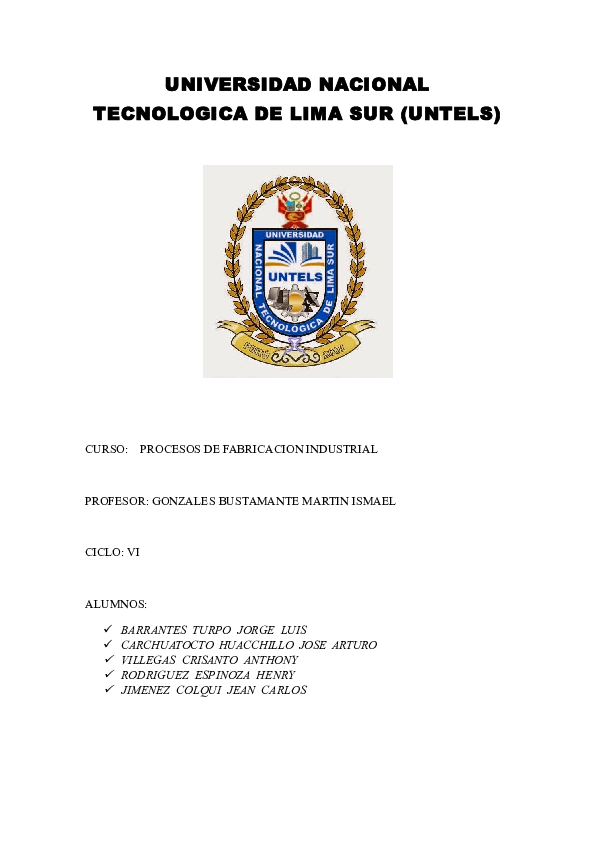(DOC) UNIVERSIDAD NACIONAL TECNOLOGICA DE LIMA SUR (UNTELS