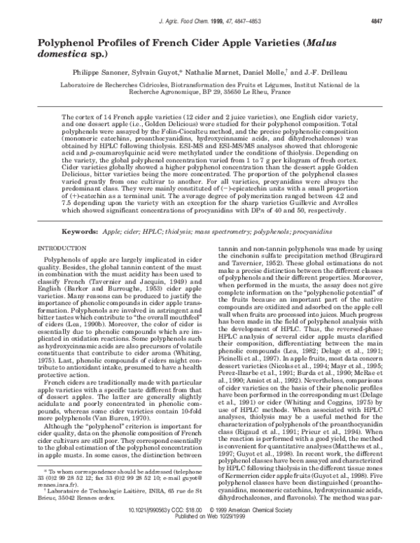(PDF) Polyphenol Profiles of French Cider Apple Varieties (Malus ...