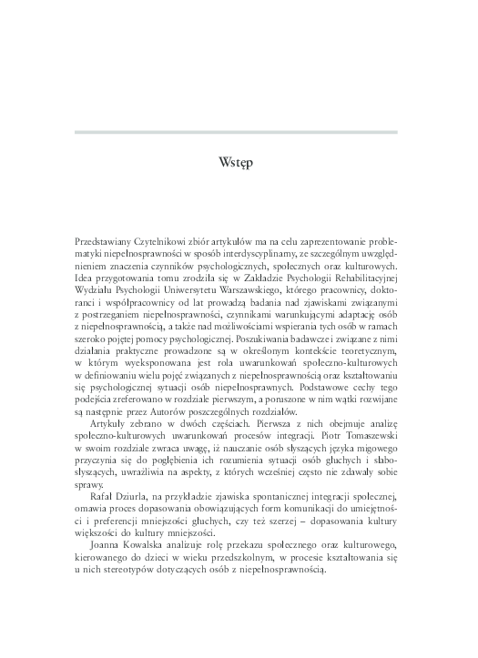 (PDF) Kulturowe i społeczne aspekty niepełnosprawności (spis treści i ...