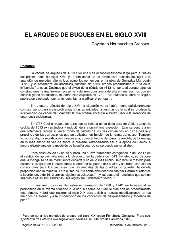 (PDF) El arqueo de buques en el siglo XVIII español