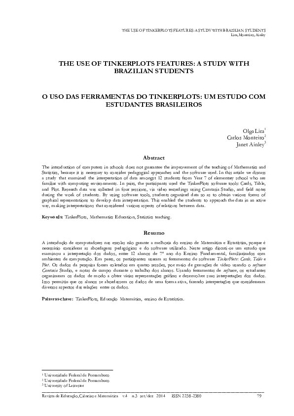 (PDF) THE USE OF TINKERPLOTS FEATURES: A STUDY WITH BRAZILIAN STUDENTS