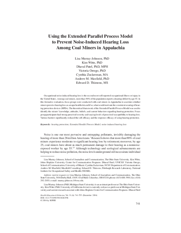 (PDF) Using the Extended Parallel Process Model to Prevent Noise ...