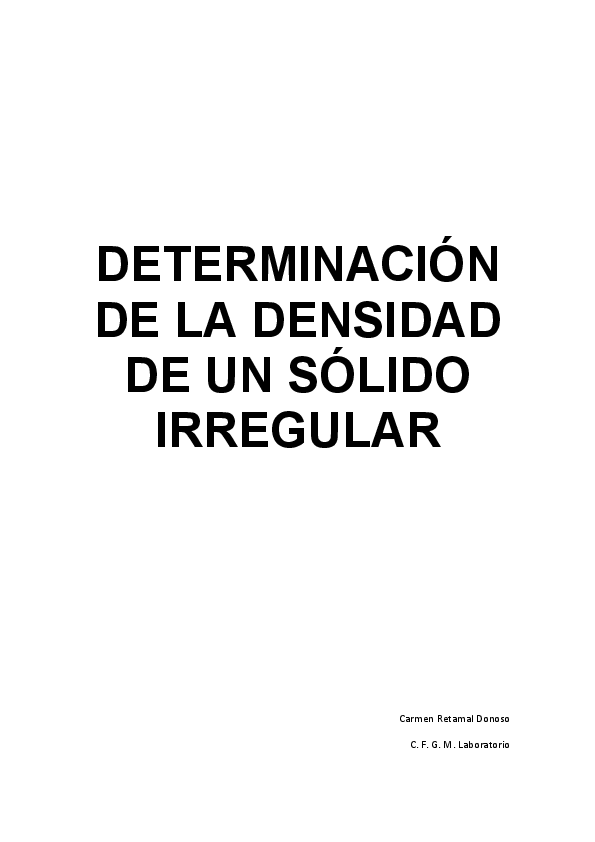 (PDF) DETERMINACIÓN DE LA DENSIDAD DE UN SÓLIDO IRREGULAR