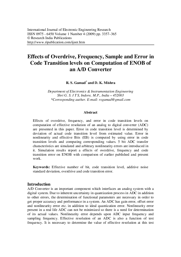 Pdf Effects Of Overdrive Frequency Sample And Error In Code Transition Levels On Computation