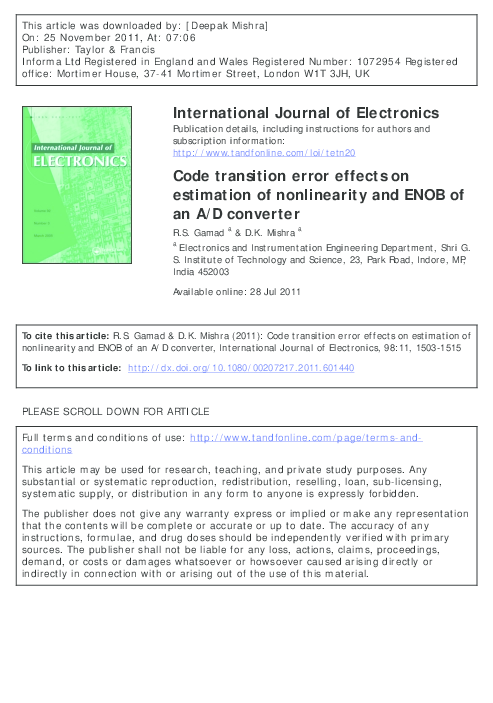 Pdf Code Transition Error Effects On Estimation Of Nonlinearity And
