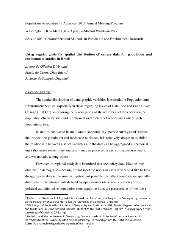 Pdf Using Regular Grids For Spatial Distribution Of Census Data For Population And Environment