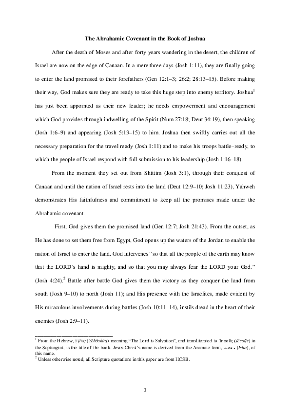 (PDF) Abrahamic Covenant in the book of Joshua & Cycles of sin in the ...