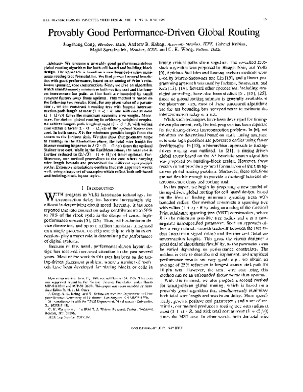 (PDF) Provably good performance-driven global routing