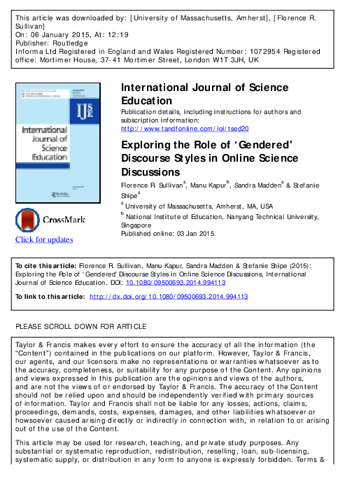 Exploring the role of 'gendered' discourse styles in online science ...